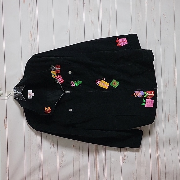 Quacker Factory | Tops | Quacker Factory Black Corduroy Jacket Top Long ...